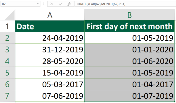 How to Get the First day of Next Month? | Dollar Excel