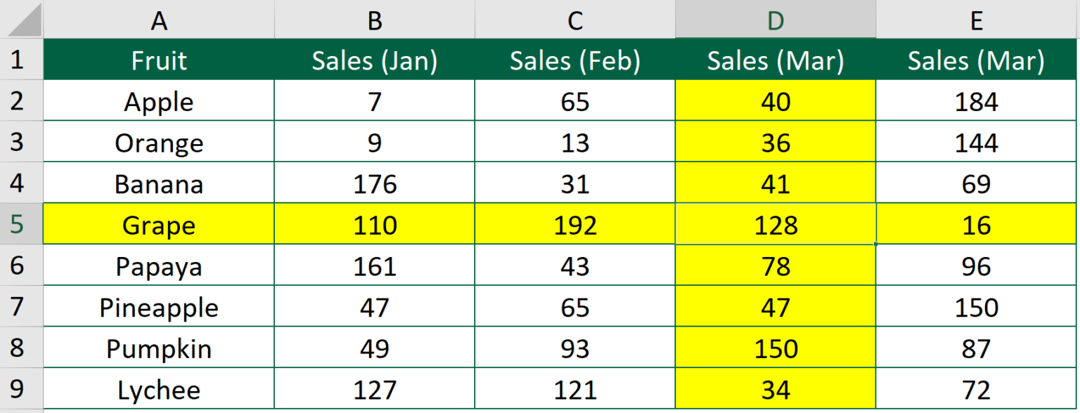 How to highlight current row and column in Excel?
