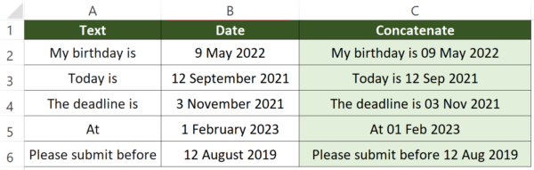 How to Concatenate Date and Text in Excel | Dollar Excel