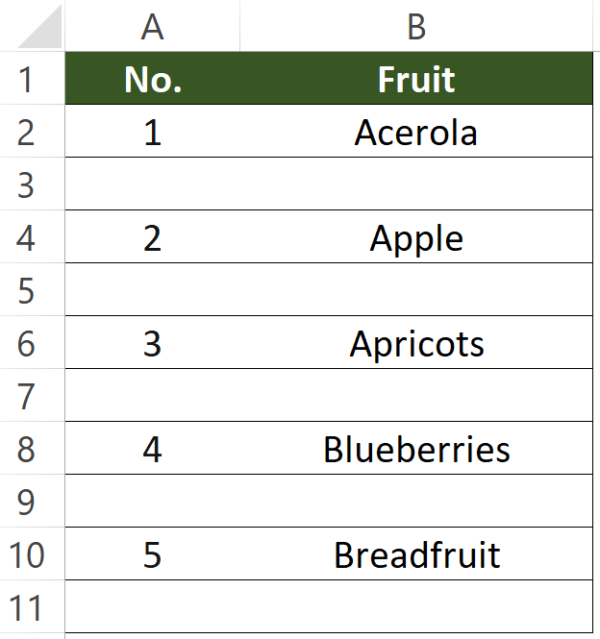 How To Insert Every Other Row Or Every Nth Row Dollar Excel 