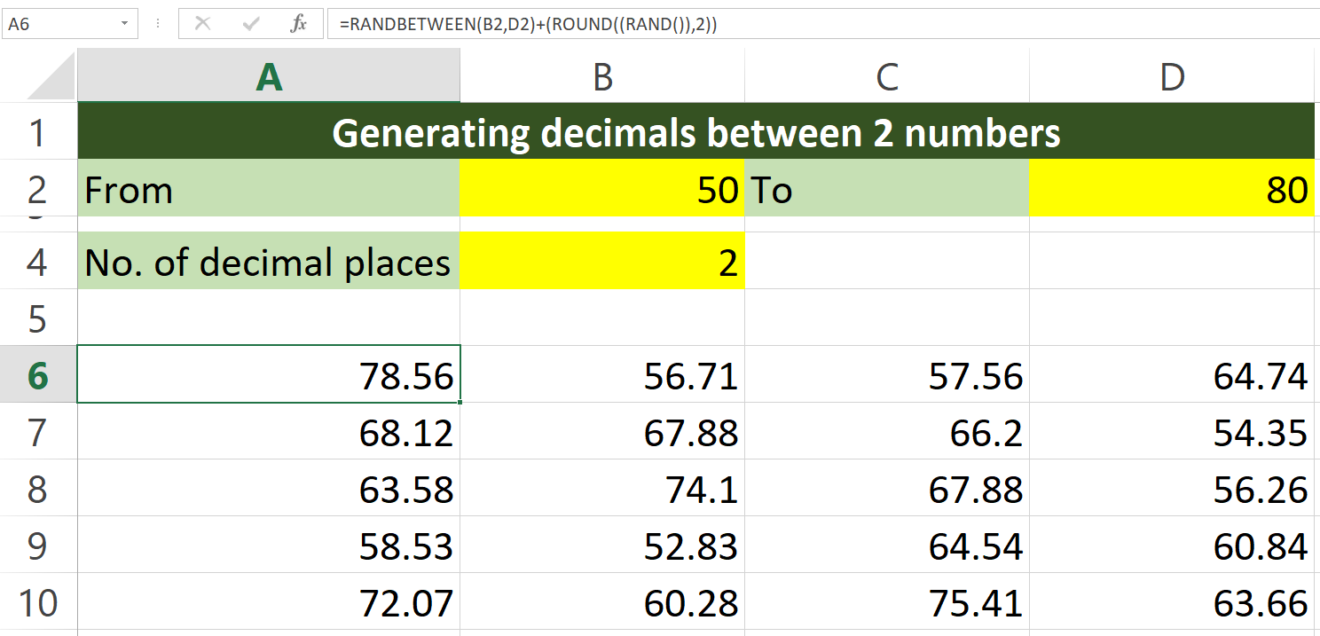 How To Generate Random Numbers With Decimals Dollar Excel